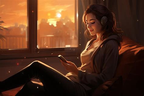 Premium Ai Image Seamless Voice Commands Young Girl And Her Smartphone Generative Ai