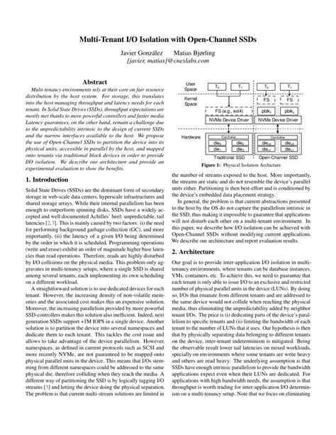 PDF Multi Tenant I O Isolation With Open Channel SSDs