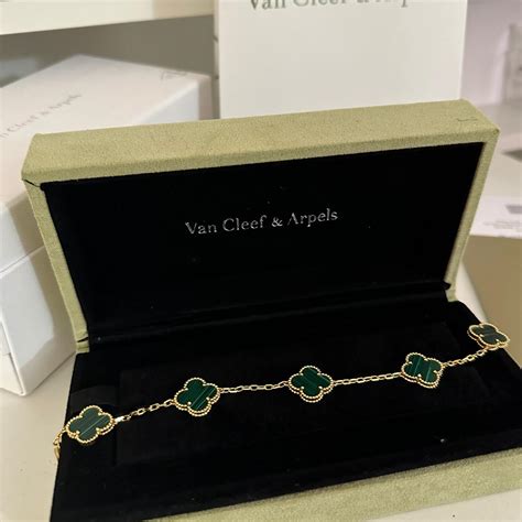Van Cleef And Arpels Green Alhambra Bracelet With Depop