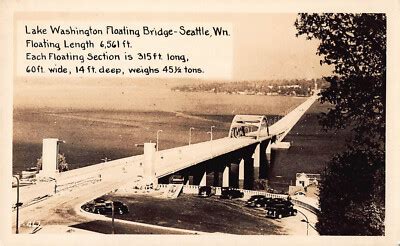 Vintage Rppc Lake Washington Floating Bridge Seattle Cars Photo