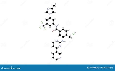 Nilotinib Hydrochloride Molecule Structural Chemical Formula Ball And