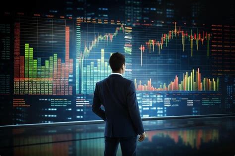 premium photo a man stands in front of a screen with a graph of