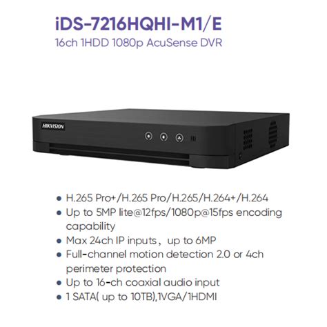 Hikvision Ids 7216hqhi M1e 16 Ch 1080p 1u H265 Acusense Dvr Ebuyph