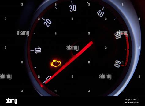 Check Engine Error Light Illuminated On Car Dashboard Stock Photo Alamy