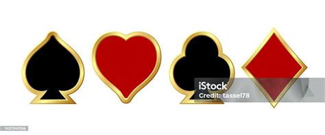 황금 프레임으로 카드 놀이의 정장 벡터 일러스트 레이 션 3d 기호 4가지 개체에 대한 스톡 벡터 아트 및 기타 이미지 4가지 개체 가능성 개체 그룹 Istock