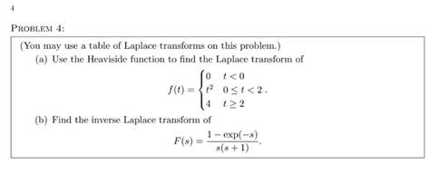 solved problem 4 you may use a table of laplace transforms