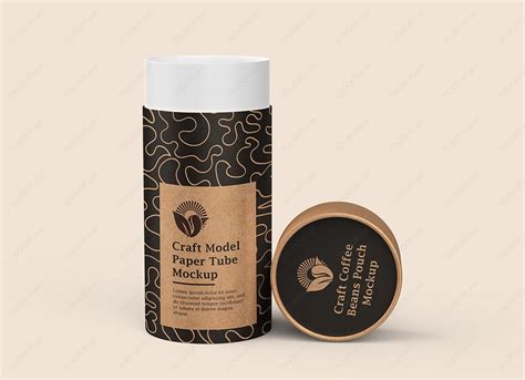 牛皮纸管圆柱纸筒包装样机psd模板素材 03