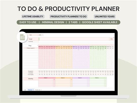 automated to do list and productivity planner template daily weekly