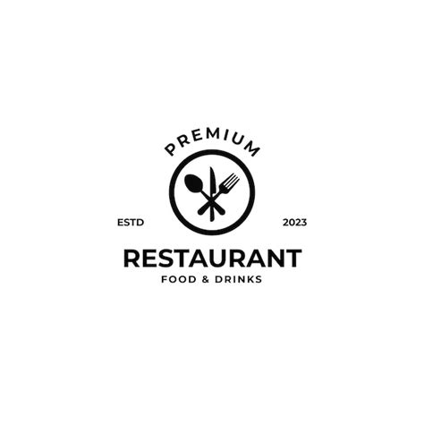 벡터 원 스푼 포크 나이프 로고 디자인 일러스트 프리미엄 벡터