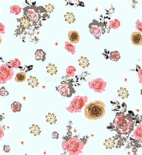 Floral Pattern With Shading Technique Beautiful Little Flower And Leaf