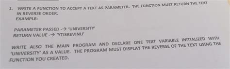 solved write a function to accept a text as parameter the