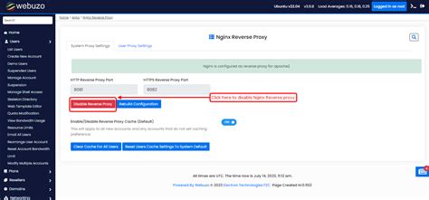 nginx reverse proxy webuzo