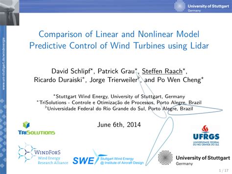 Pdf Comparison Of Linear And Nonlinear Model Predictive Control Of Wind Turbines Using Lidar