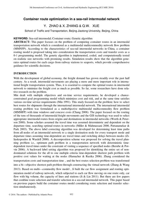 Pdf Container Route Optimization In A Sea Rail Intermodal Network