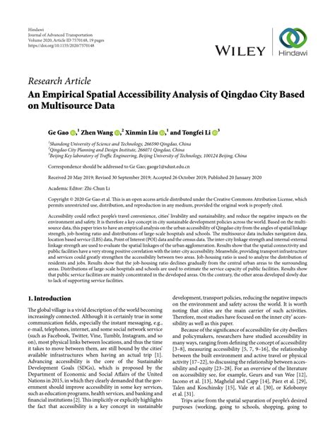 Pdf An Empirical Spatial Accessibility Analysis Of Qingdao City Based