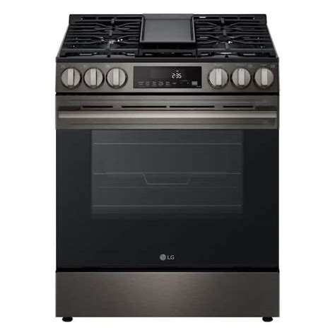 Lg 30 In 5 Burners Slide In Gas Range In Black Stainless Steel With