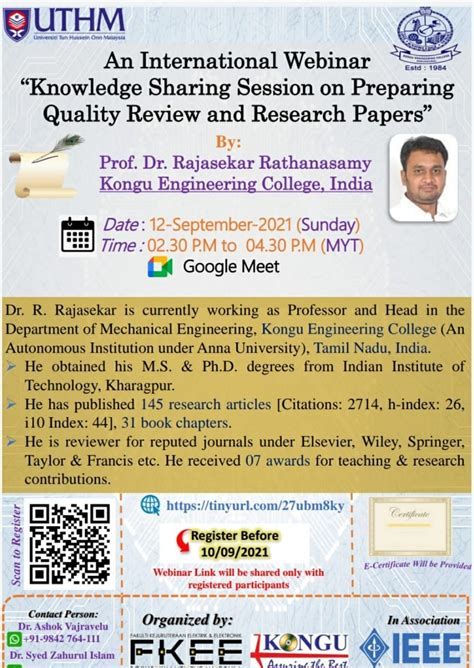 Assalamualaikum And Good Day An International Webinar On “knowledge Sharing Session On Preparing