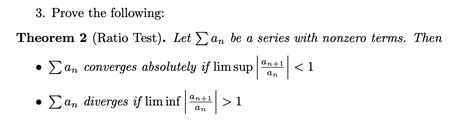 Solved 3 Prove The Following Theorem 2 Ratio Test Let