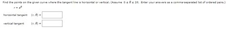 Solved Find The Points On The Given Curve Where The Tangent Chegg