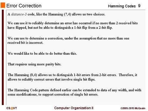 Error Detection Hamming Codes 1 Error Detecting Codes