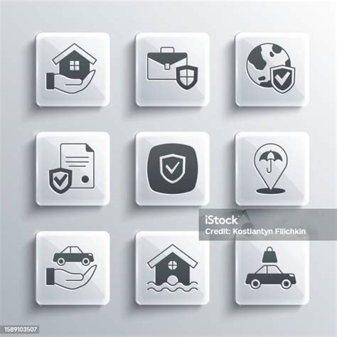 집 홍수 자동차 보험 우산 방패 방패 손 및 세계 지구 아이콘과의 계약을 설정하십시오 벡터 가리키기에 대한 스톡 벡터 아트 및 기타 이미지 Istock