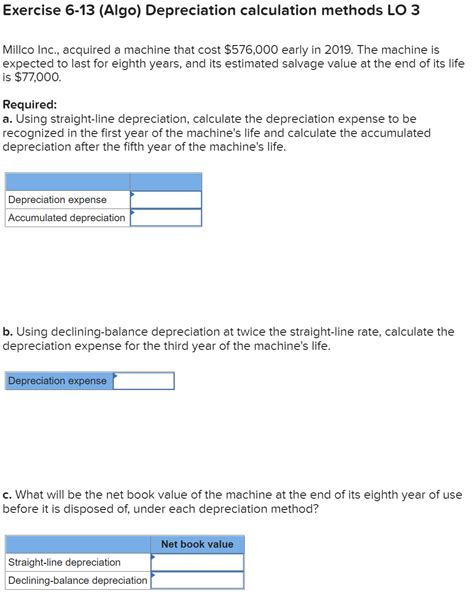 solved exercise 6 13 algo depreciation calculation methods