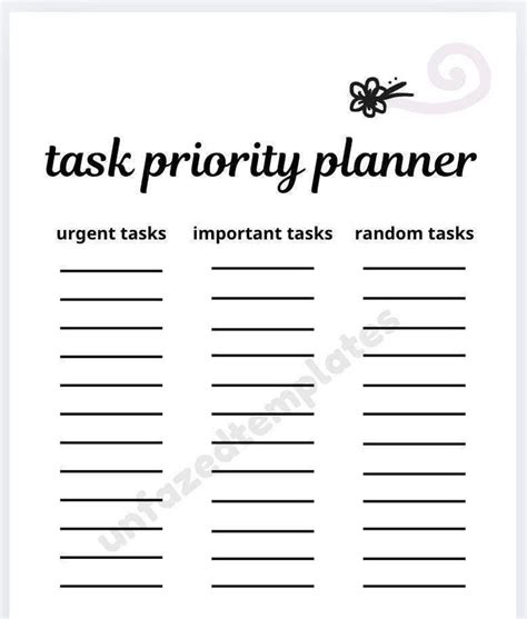 task priority planner template a4 with hand drawn designs printable