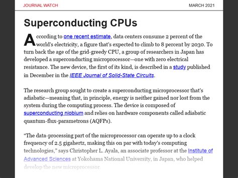 Ieee Spectrum Na March 2021superconducting Cpus