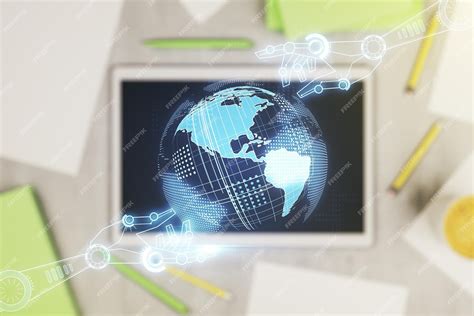 Premium Photo Creative Concept Of Robotics Technology With Globe Sketch And Modern Digital