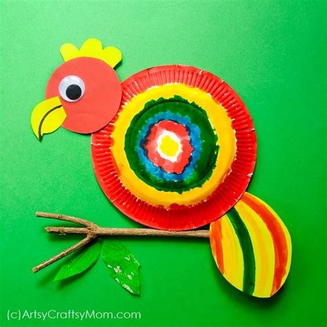 Paper Plate Parrot Craft Rainforest Themed Craft For Preschoolers