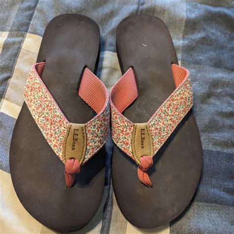 Womens Ll Bean Sandals Flip Flops Size 8 Floral Depop