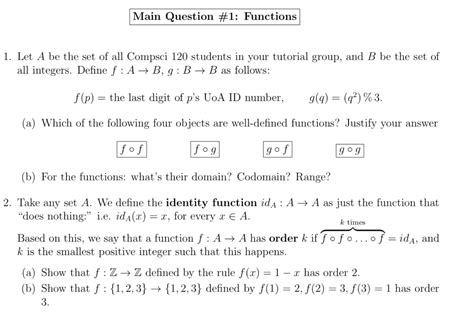 Solved Main Question 1 Functions 1 Let A Be The Set Of Chegg Com