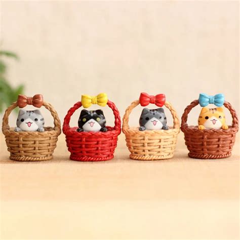 Mini Cat Pet Statue Garden Ornament Miniature Figurine Resin Fairy Doll