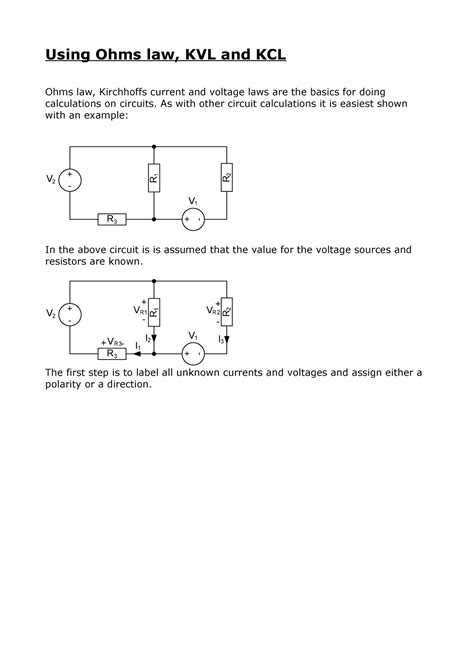 Using Ohms Law Kvl And Kcl Using Ohms Law Kvl And Kcl R1 V2 R2