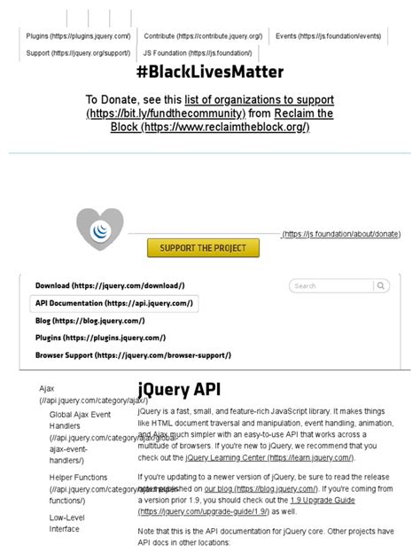 Jquery Api Documentation Pdf Pdf J Query Software Development