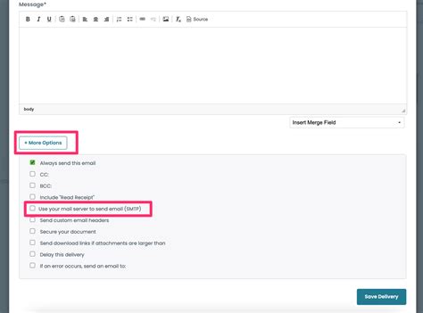 use remote smtp server for email deliveries