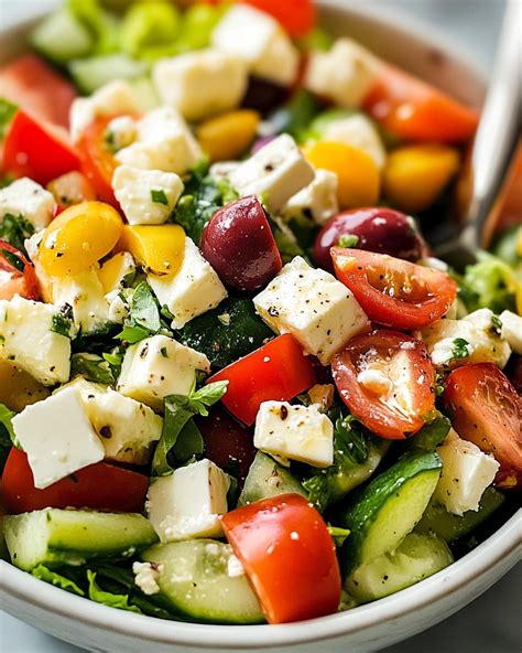 Chopped Greek Salad With Feta And Olives Fresh And Flavorful