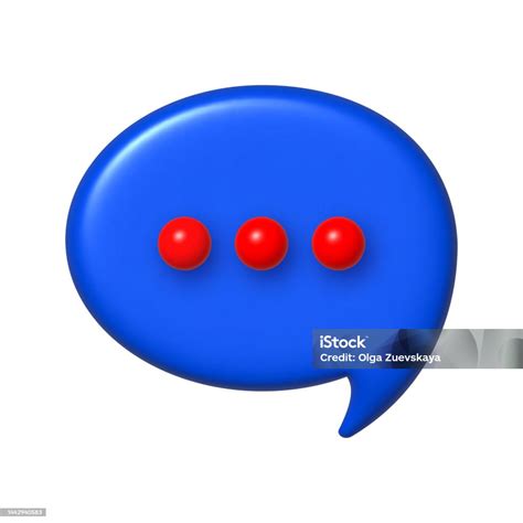 통신 채팅 3d 아이콘입니다 세 개의 빨간 점이 있는 파란색 말풍선 벡터 그림입니다 3차원 형태에 대한 스톡 벡터 아트 및 기타