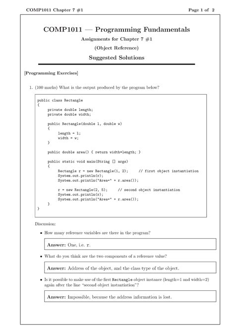 Ans7 1 Assignment Comp1011 Chapter 7 1 Page 1 Of 2 Comp1011 — Programming Fundamentals