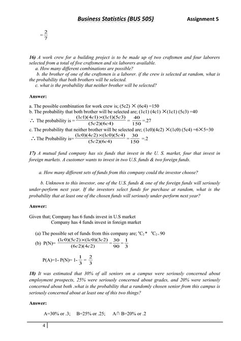 Statistics Assignment 5 Doc
