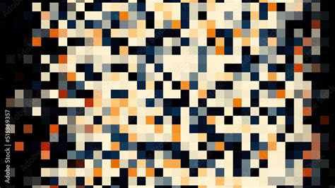 Abstract Rows Of Colorful Pixels Blinking And Moving From Right To Left On Black Background