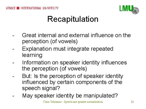 Speech And Speaker Normalization In Vowel Normalization Venice