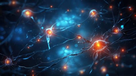 Neural Network Connections Glowing Nodes Active Neurons Threads Of Synapses That Link Them