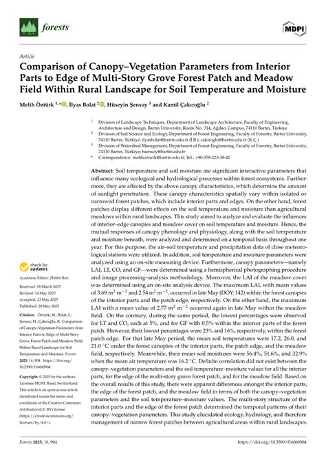 Pdf Comparison Of Canopy Vegetation Parameters From Interior Parts To Edge Of Multi Story