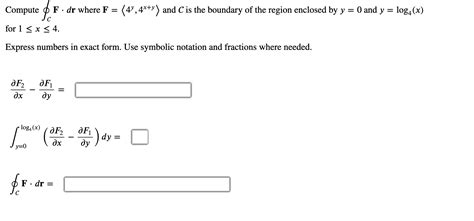 Solved JC Compute Ø F dr where F x y and C is the Chegg com