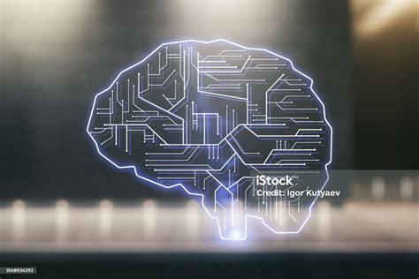 현대 비즈니스 센터 외부 배경에 창조적 인 인간의 뇌 마이크로 회로 홀로그램의 이중 노출 미래 기술과 Ai 개념 0명에 대한 스톡 사진 및 기타 이미지 Istock