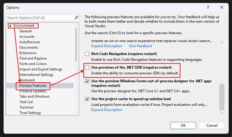 Enable NET Preview In Visual Studio