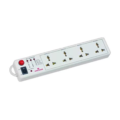 Buy Anchor 6 Amp 4 Universal Socket And 1 Switch Extension Board With 4 Mtr Extension Cord White