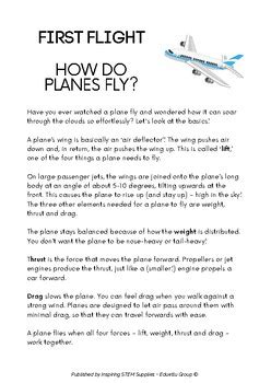 STEM Project First Flight Project Based Learning By Inspiring STEM Supplies