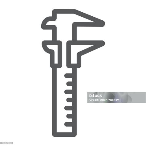 버 니 어 캘리퍼스 선 아이콘 도구 및 악기 게이지 표시 벡터 그래픽 흰색 바탕에 선형 패턴 10에 대한 스톡 벡터 아트 및